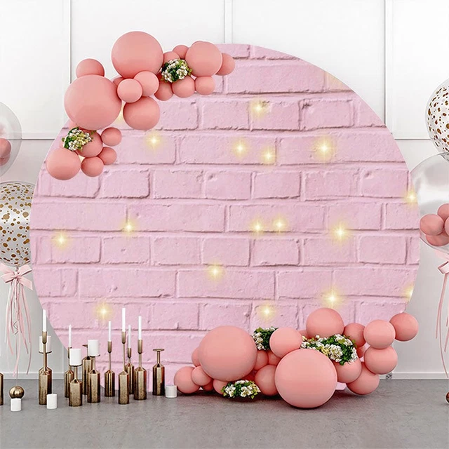 CUTE PINK BRICK Wall Sparkle Round Party Backdrop $35.95 - PicClick AU