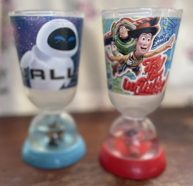 DISNEY PIXAR WALL E & Toy Story Kids Snow Globe Plastic Drinking Goblet ...