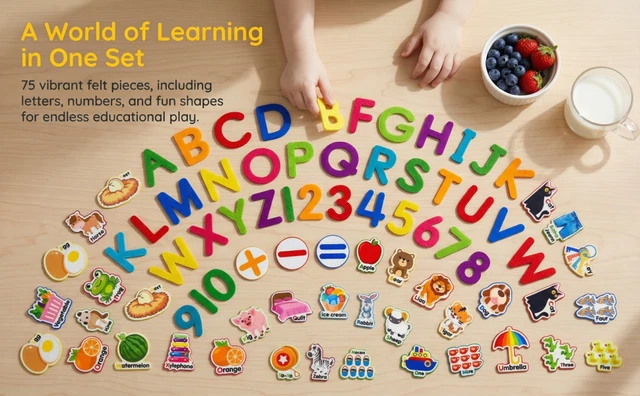 75PCS FELT BOARD Story Pieces Decoration for Children Felt Figures Kit ...