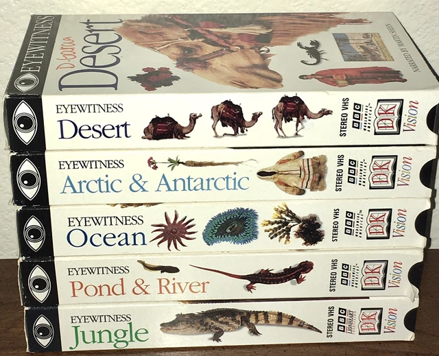VHS LOT: 5 Untested DK Eyewitness Tapes - Biomes (Jungle, Ocean, Desert ...