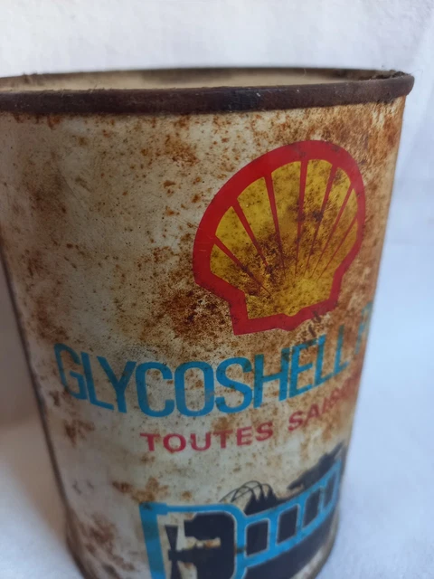 ANCIENNE BOÎTE HUILE & GRAISSE moteur publicitaire SHELL motor oil ...