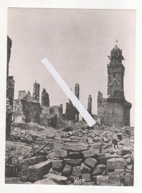 PHOTO GUERRE 39/45 WW2 LIBERATION Viré RUINE EGLISE DEBARQUEMENT ...