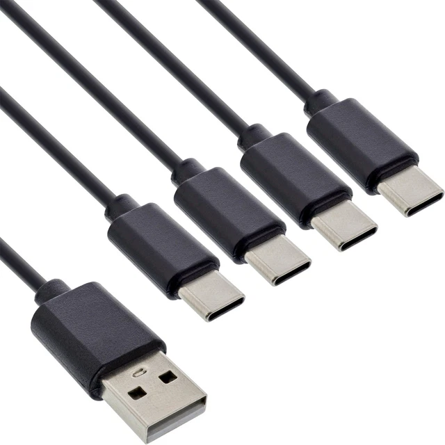 INLINE® USB 4IN1 Y-Ladekabel, 1x USB-A Stecker an 4x USB-C Stecker ...