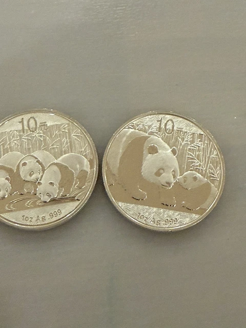 1OZ SILVER X 2 Chinese Pand Silver Bullion, Coins. 2011, 2013 £1.17 ...