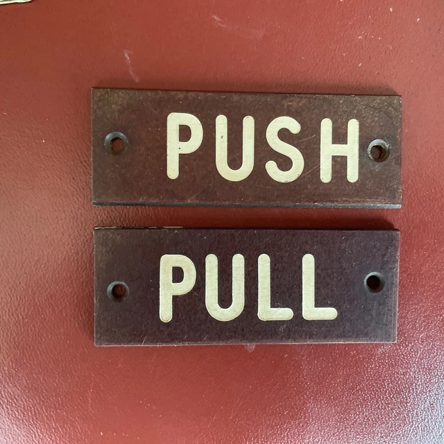 VINTAGE BAKELITE PUSH PULL signs Circa 1930’s incised lettering £27.00 ...