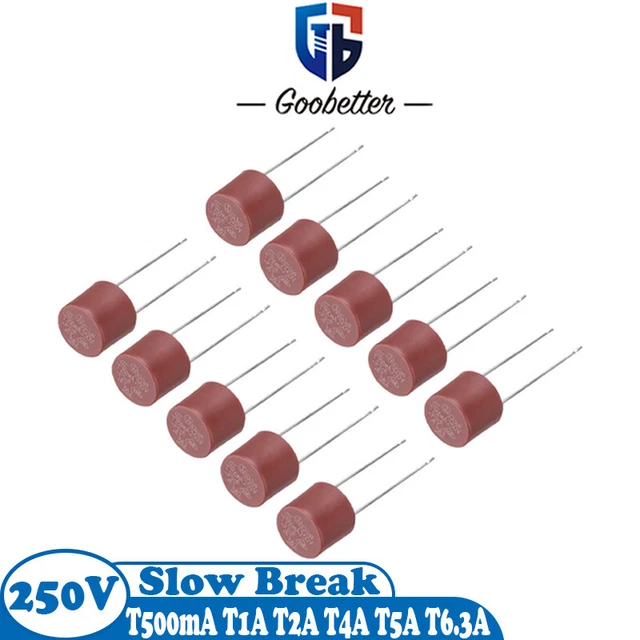 250V RADIAL SLOW Blow Time Delay Circular PCB Fuse T500mA T1A T2A T4A ...