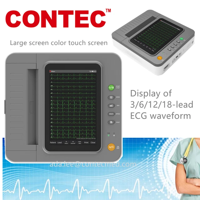 CONTEC LCD 18-LEAD ECG electrocardiograph Display of 3/6/12/18-lead ECG ...