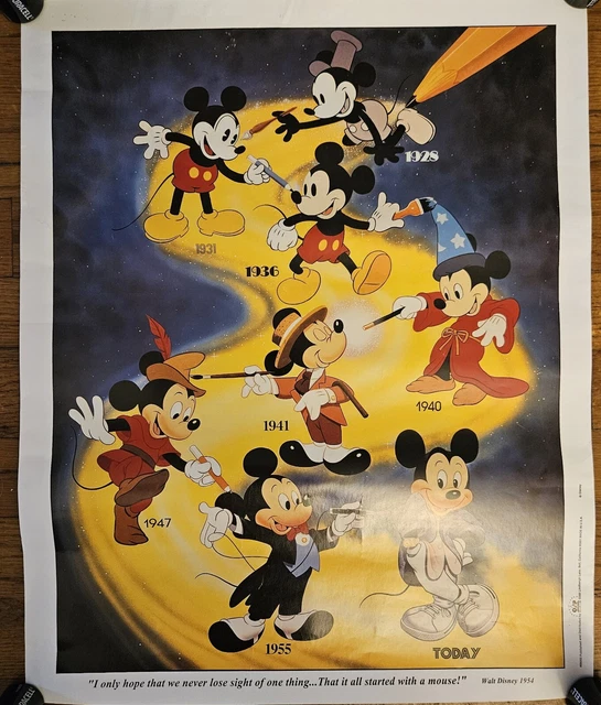 WALT DISNEY VINTAGE Poster Mickey Mouse “Generations” Through The Years ...