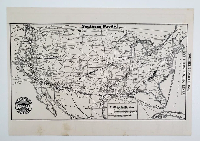 1940S SOUTHERN PACIFIC Lines Railroad Freight Assoc Territories Vintage ...