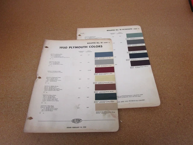1950 PLYMOUTH CAR paint color chip chart sheet sample EUR 7,73 ...