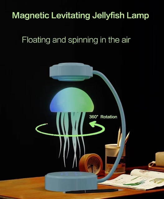 FLOATING JELLYFISH LAMP Magnetic Levitating 360° Spinning LED Night ...