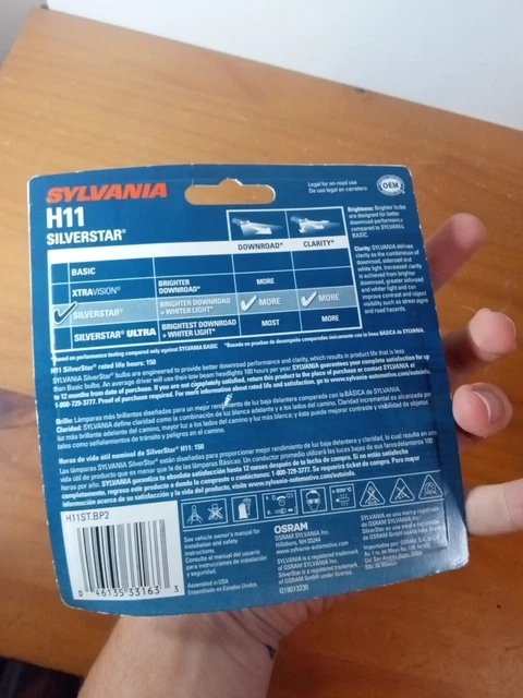 SYLVANIA H11 SILVERSTAR High Performance Headlight Pair Set 2 Bulbs $29 ...