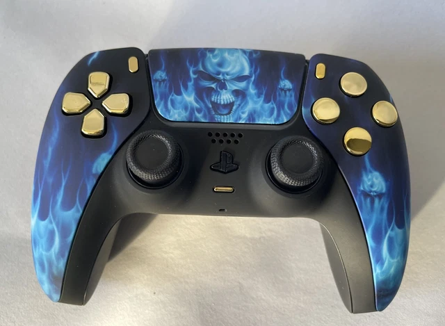 CUSTOM SONY PS5 DualSense Wireless Controller Mod Black Soft Touch Blue Flame £95.00 - PicClick UK
