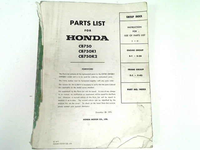 MANUEL DU GARAGE HONDA CB 750 K1 1970 1970 112430 EUR 24,79 - PicClick FR