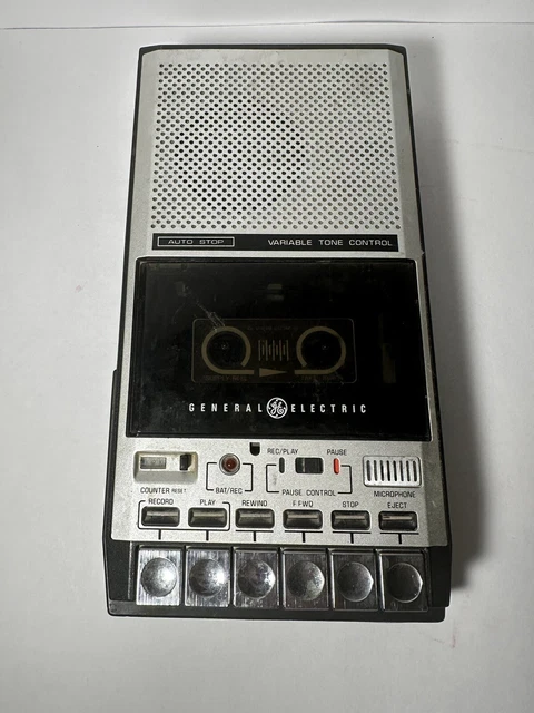 VINTAGE GENERAL ELECTRIC 3-5153A Portable Cassette Tape Recorder Player ...
