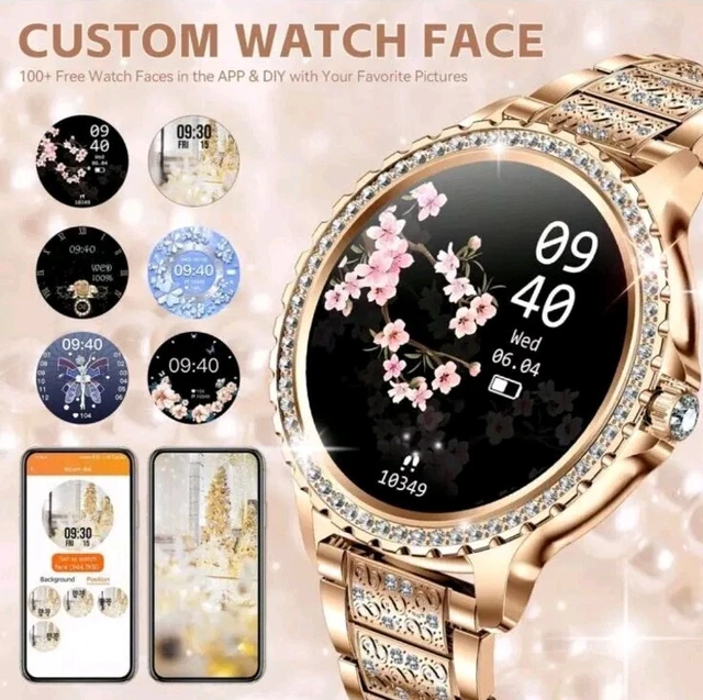 SMART WATCH FOR Women with Diamonds (Answer/Make Call), fitness record ...