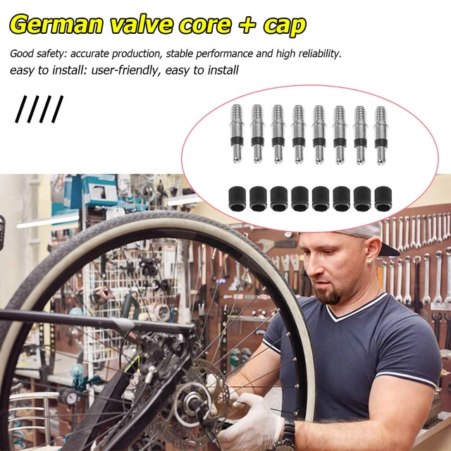 EP2 GERMAN VALVE Cores with Caps for Bike Bicycle Inner Tube Parts Pack ...