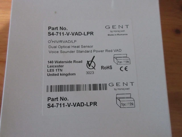 GENT S4-711-V-VAD-LPR DUAL Optical Heat Sensor Voice Sounder Brand new ...