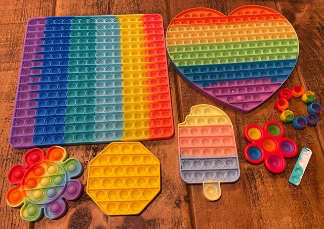 SENSORY FIDGET POP It Bundle Large X8 Pastel Rainbow Ice Cream £9.99 ...