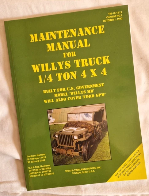 TM10-1513 WW2 JEEP Willys MB Ford GPW Manual book (not CD) US Army jeeps 1940's £24.99 - PicClick UK