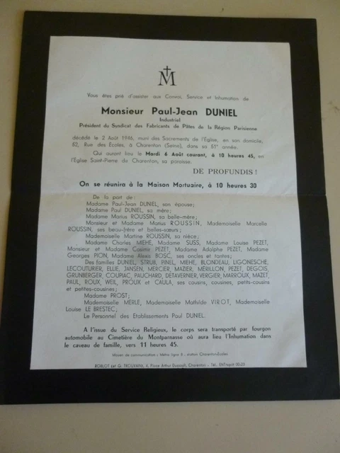 ANCIEN FAIRE PART Deces Avis Duniel Roussin Miehe Pezet Bosc ...
