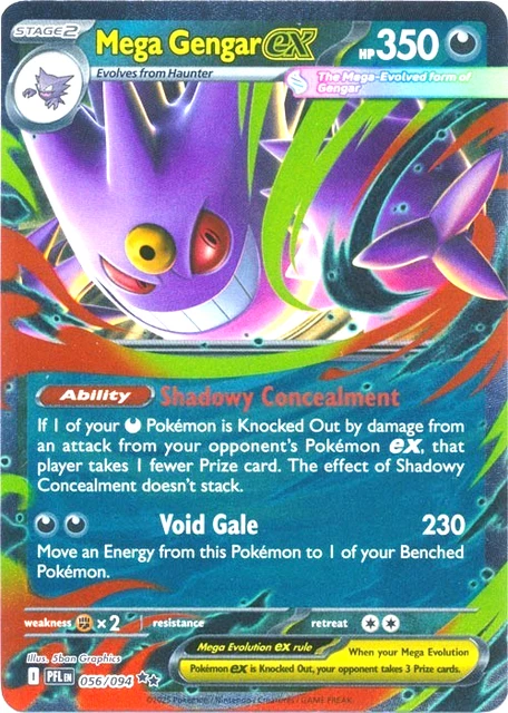 POKÉMON TCG MEGA Gengar ex 056/094 Phantasmal Flames Half-Art Holo £4. ...