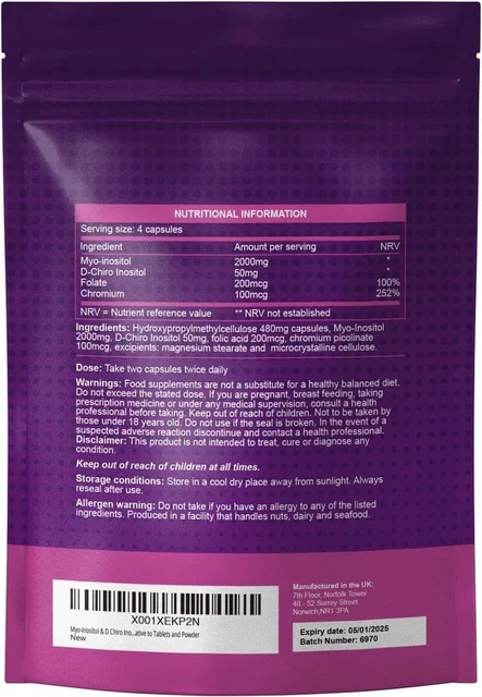 MYO INOSITOL & D Chiro Inositol - 120 Capsules | PCOS Supplement ...