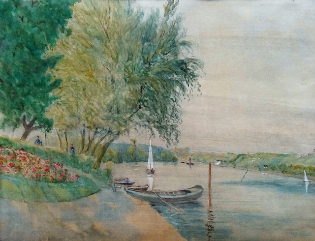 L.L.ROBINEAU - XIX Jahrhundert - Boote auf Der Seine ein Herblay ...