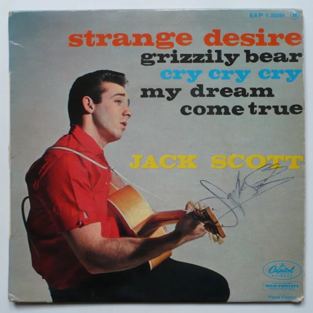 JACK SCOTT: GRIZZLY Bear ~ RARE 1962 CAPITOL EP ~ Rockabilly ~ DEDICACE ...