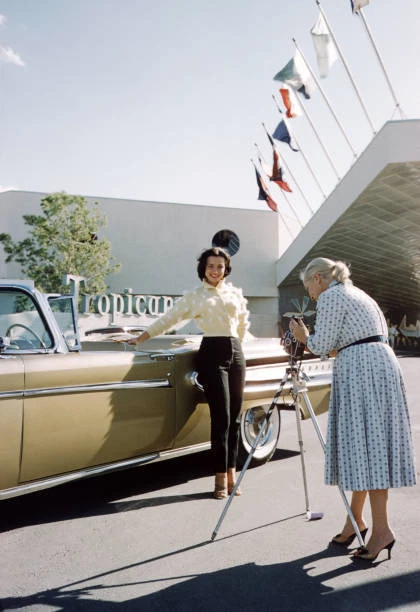 ACTRESS MODEL KITTY Dolan Poses Next To A 1958 Ford Edsel 1958 OLD ...