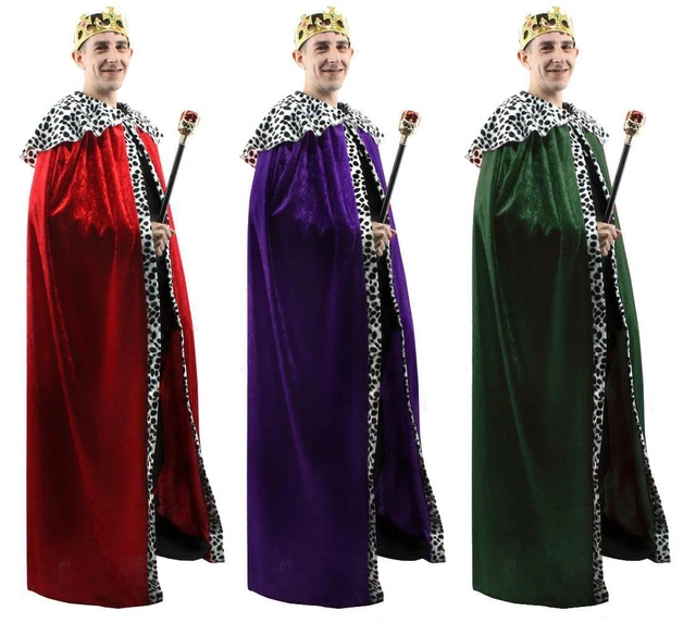 ADULTS ROYAL KING Queen Robes & Crown 3 Wise Men Nativity Fancy Dress ...