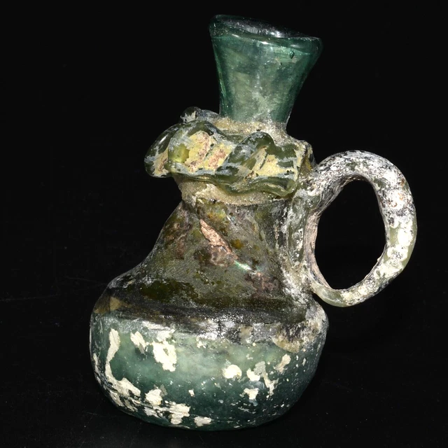 ANCIENT ROMAN GLASS Miniature Pitcher Jug with Iridescent Patina C. 1st ...