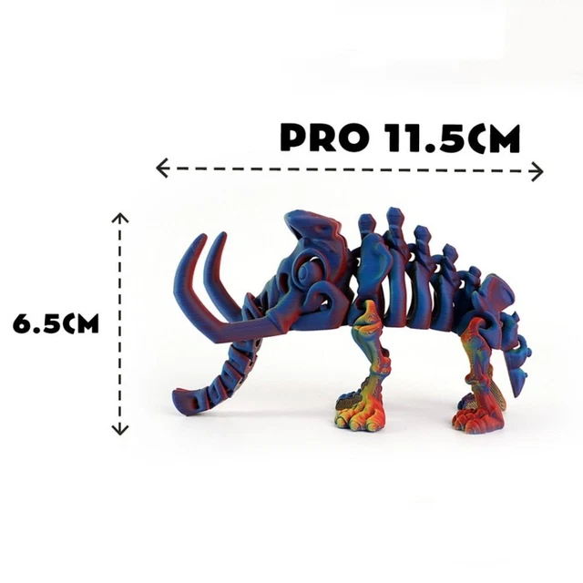 PLA PLASTIC 3D Printed Mammoth Model Articulated Fidget Toy Home Decor ...