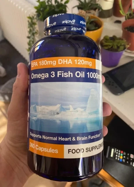 OMEGA 3 FISH Oil 1000Mg 360 Softgel Capsules. Rich Source of EPA 180Mg ...