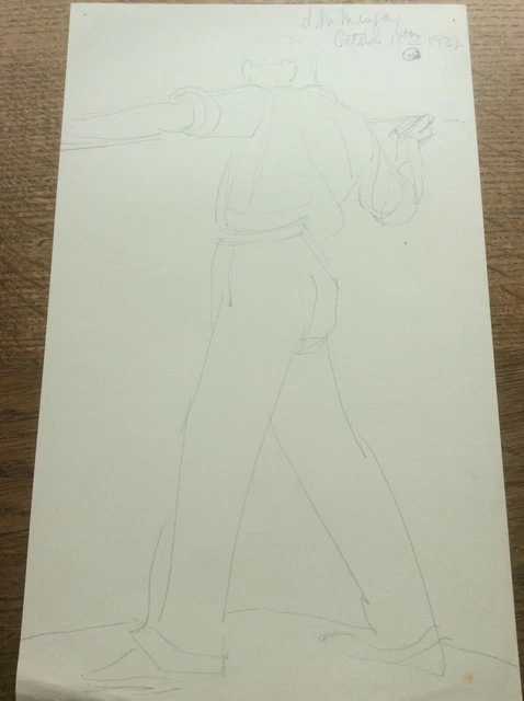 SIGNED ORIGINAL PENCIL Drawing Lillian Mingay 1937 Athlete throwing ...