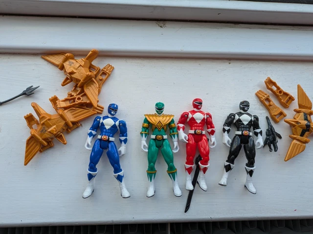 MIGHTY MORPHIN POWER Rangers Dino Flyers. 4 Inch Figures (Red,Blue ...