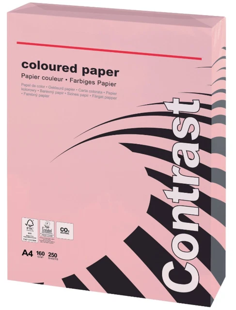 OFFICE DEPOT PINK Contrast Coloured Paper A4 160gsm 250 Sheets Smooth ...