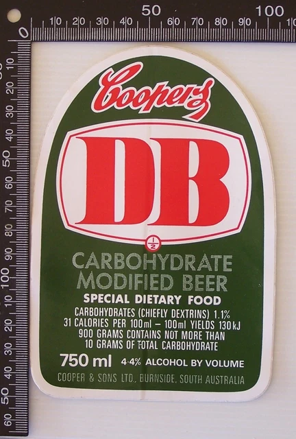 VINTAGE COOPERS DB Carbohydrate Modified Beer Pub Bar Brewery Label ...