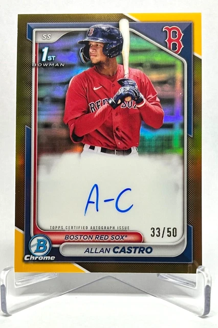2024 1ST BOWMAN ALLAN CASTRO rifrattore oro auto /50 CPA-ACA Boston Red ...