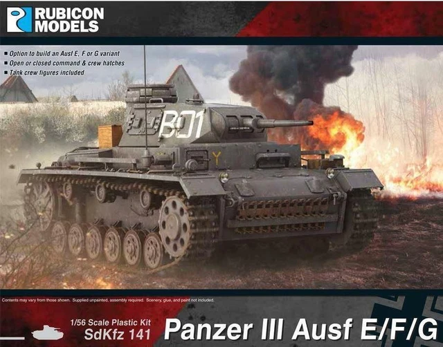 RUBICON MODELS 280091 1/56 Scale Panzer III Ausf E/F/G Plastic Model ...