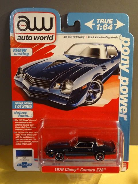 AUTO WORLD EXCLUSIVE - Blue - 1979 Chevy Camaro Z28 - Pony Power $10.53 ...