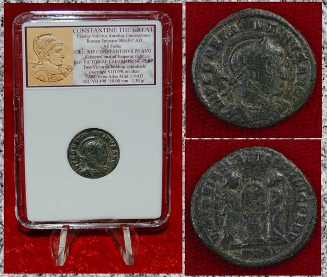 ANCIENT ROMAN EMPIRE Coin CONSTANTINE THE GREAT Two Victories Shield On ...