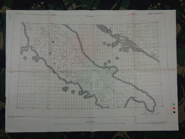 WW2 &SECRET& RAF map for "GEE" Navigation System over ITALY (ROME ...