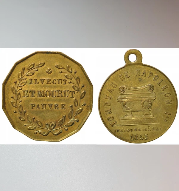 NAPOLEON ANTIQUE SET medal 1853 memorial French Drouet Tomb pendant ...