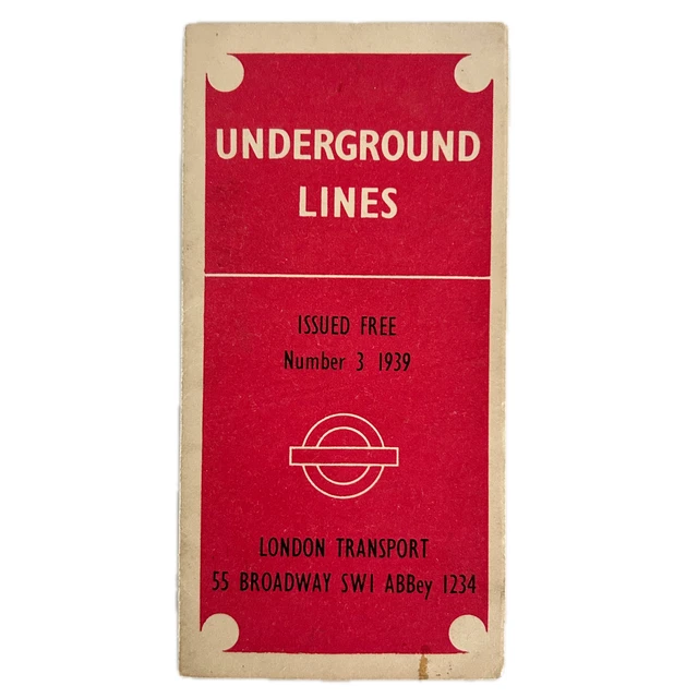 LONDON TRANSPORT UNDERGROUND Lines Tube Map Number 3 - 1939 - Vintage ...