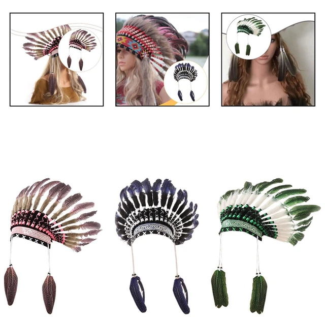 FEATHER HEADDRESS PHOTO Props Native American for Dance Stage ...