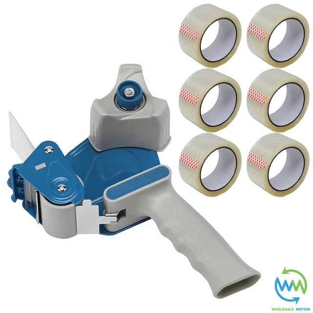 TAPE GUN & 6 ROLLS Clear PACKING Tape STRONG Packaging DISPENSER ...