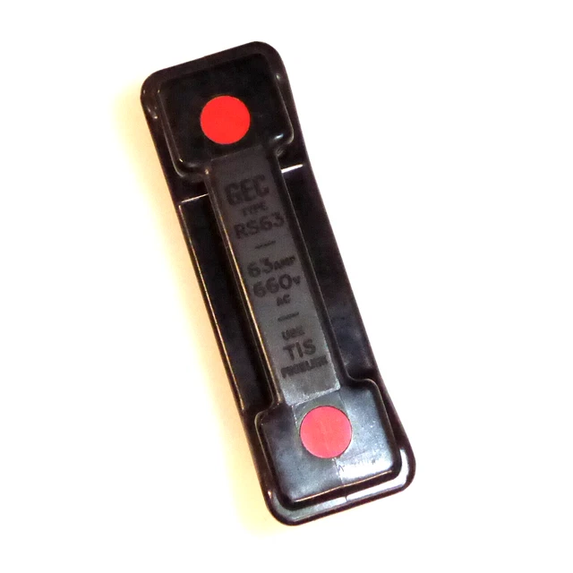 1 X GEC Type RS63 Red Spot 63A 660V AC TIS Fuse Link Carrier NO Fuse or ...