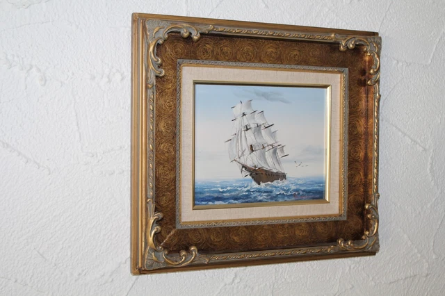 ÖLGEMÄLDE SEGELSCHIFF MIT Prunkrahmen von Art Et Lumiere signiert Bannon Ölbild EUR 109,84 ...