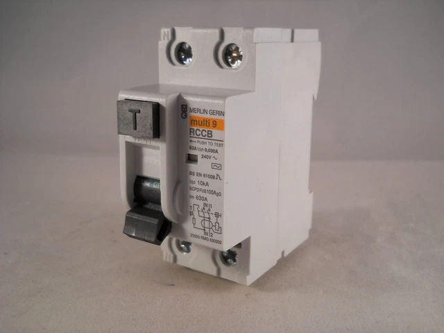 MERLIN GERIN RCCB 63 Amp 30mA Double Pole RCD 63A Multi9 Schneider ...